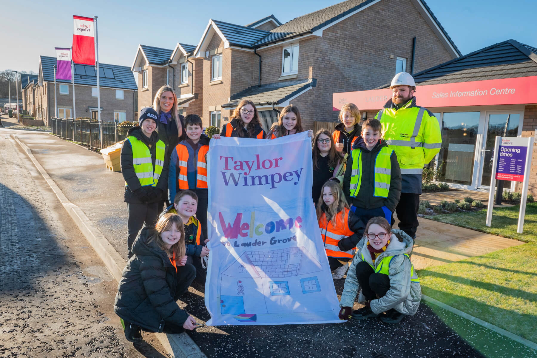 We fly the flag for a local primary school in Ratho Station ‧ Taylor Wimpey