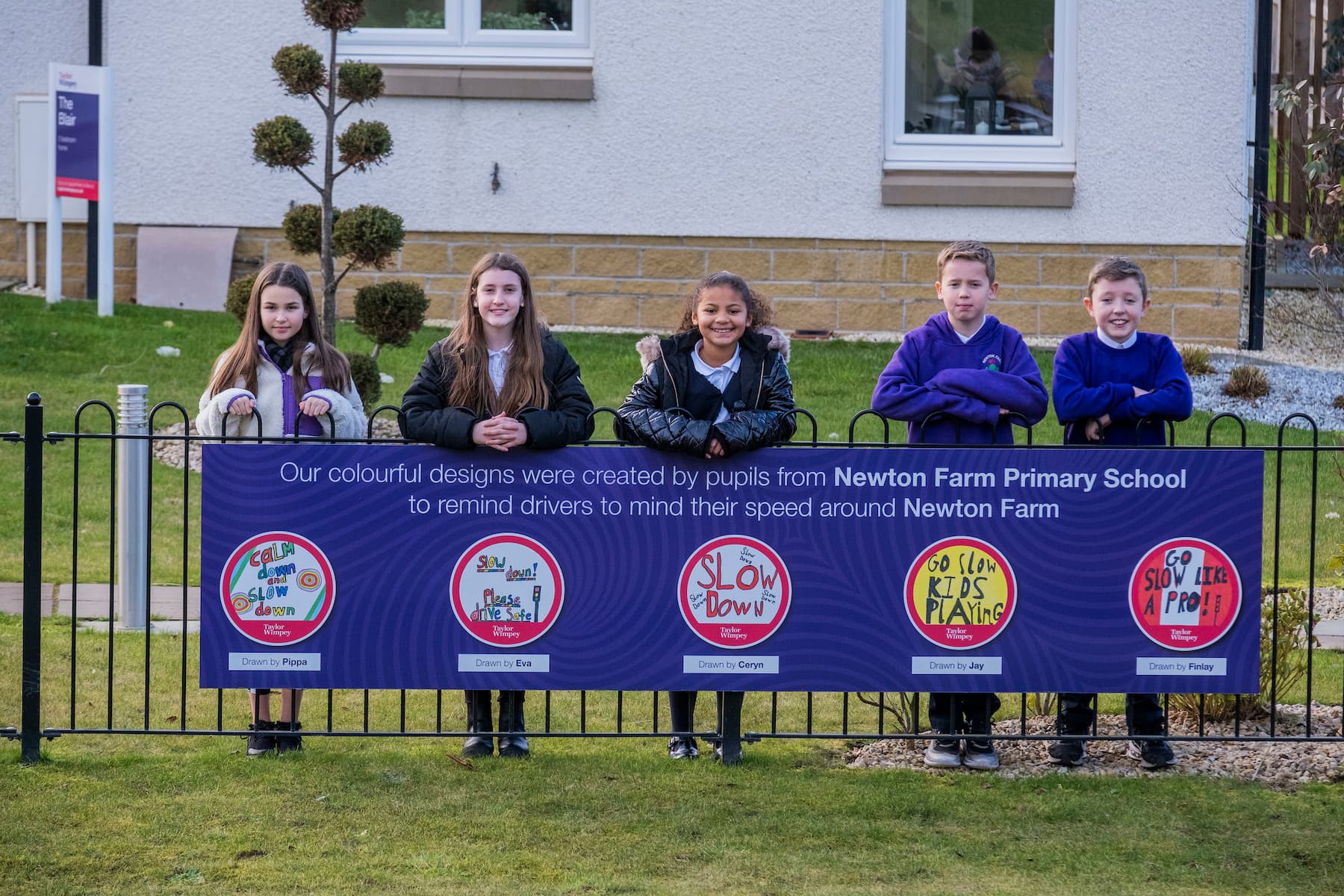 Winning designs by local pupils aim to slow traffic in Newton Farm ...